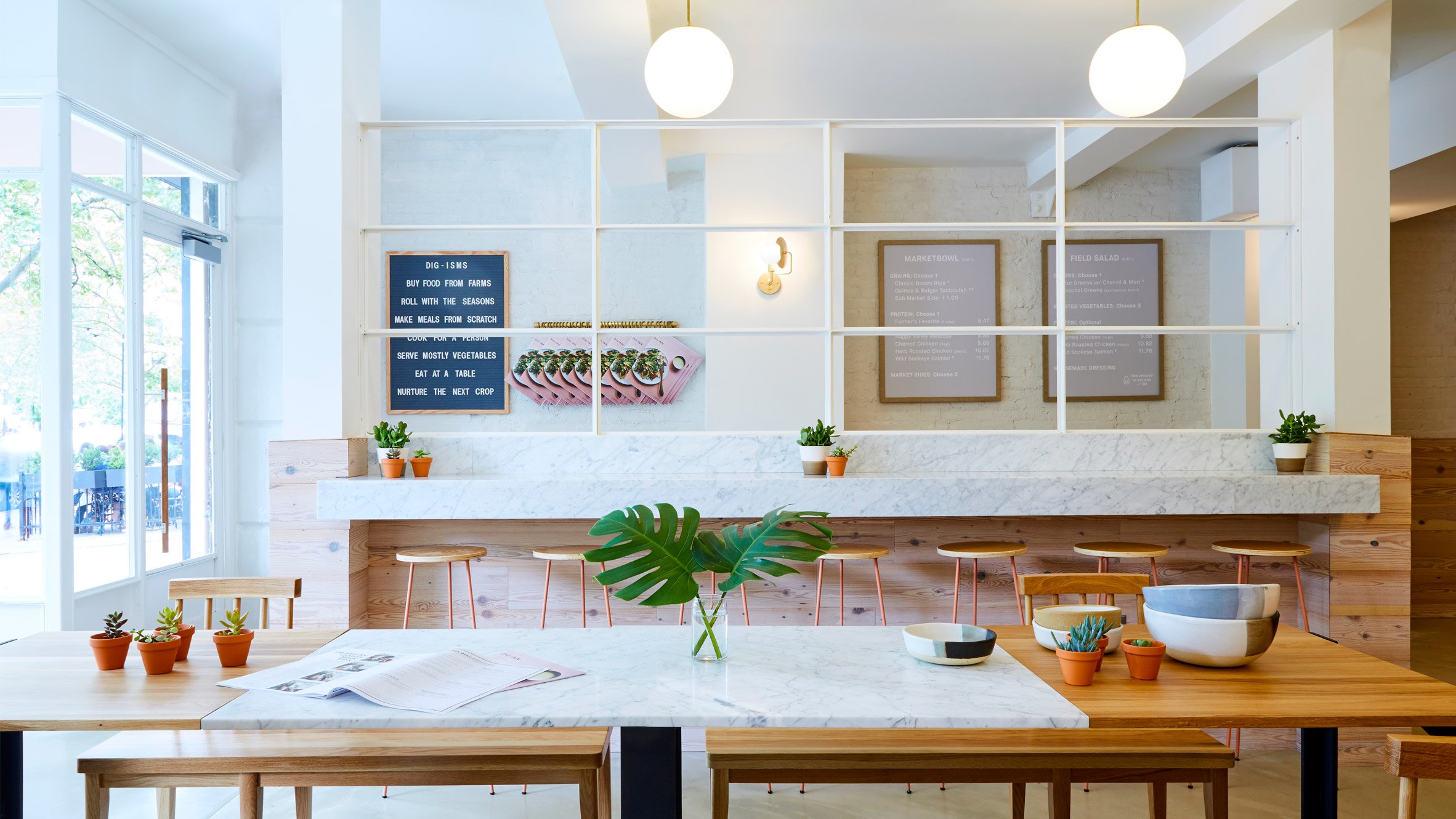 波士顿DIG INN清新粉红色系餐厅设计 | SOHO设计区